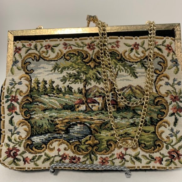 Bags | Vintage Inspired Gilded Age Manor River Bridge Bag Needlepoint ...